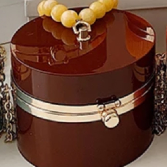 Bags | Red Mini Handbag With Yellow Bead Handle | Poshmark